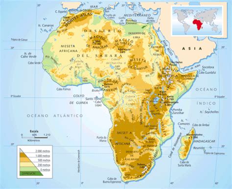 Red Geográfica Mapa físico de África 1º G ESO
