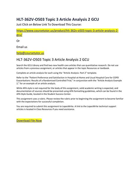 Ppt Hlt V O Topic Article Analysis Gcu Powerpoint