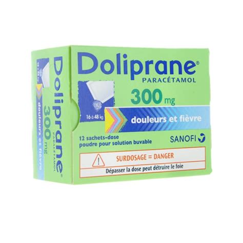 Doliprane 300 mg de paracetamol 12 sachets poudre Douleurs et fièvre