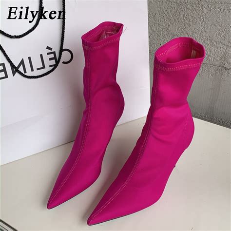 Eilyken Botines de punta estrecha para mujer zapatos de tacón alto