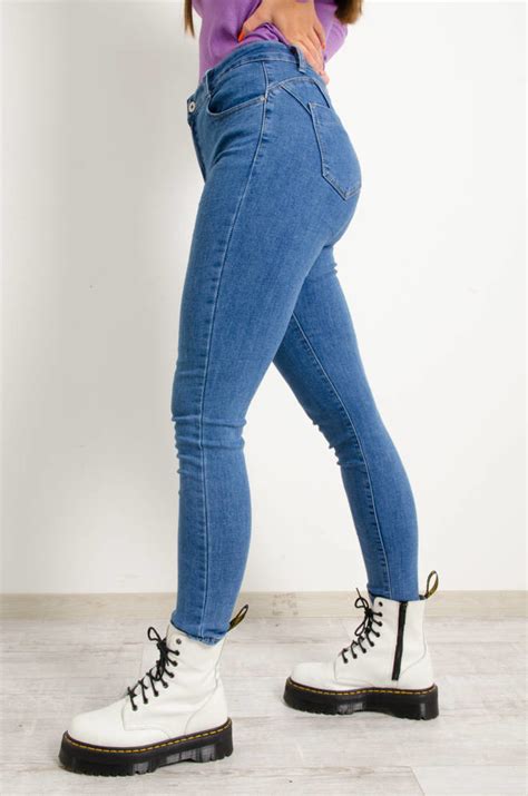 Spodnie Plus Size Ciemne Jeansowe Push Up Olika