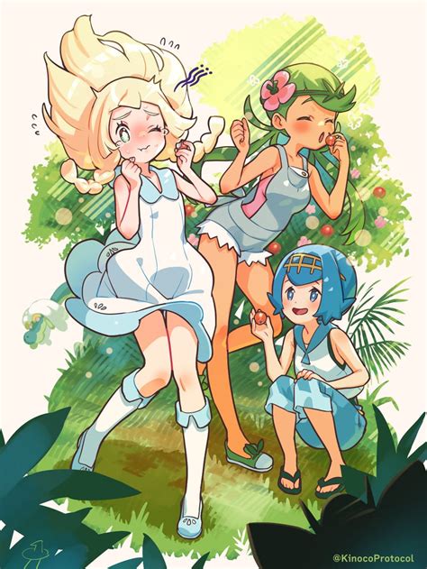 Lillie Lana And Mallow Pokemon And 2 More Drawn By Kinocopro Danbooru