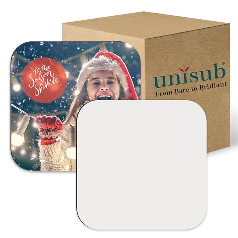 Unisub Sublimation Blank Coaster Hardboard Square With Plain Back No