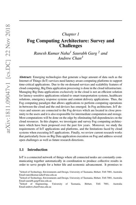 pdf fog computing architecture survey and challenges