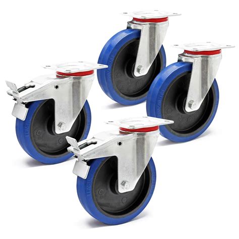 Kit Roulettes Mm Kg Roue X Pivotantes Avec Frein X Pivotantes