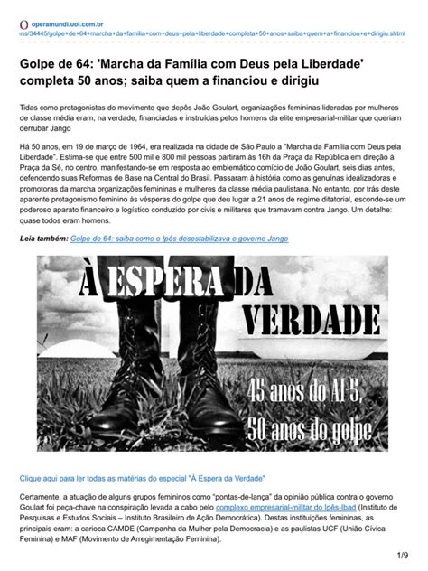 PDF Golpe de 64 Marcha Da Família Deus Pela Liberdade Completa 50