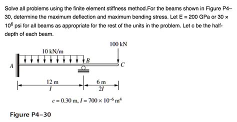 solved solve all problems using the finite element stiffness method for the beams shown in