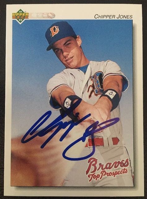 CHIPPER JONES RARE 1992 UPPER DECK ROOKIE RC SIGNED AUTO AUTOGRAPHED