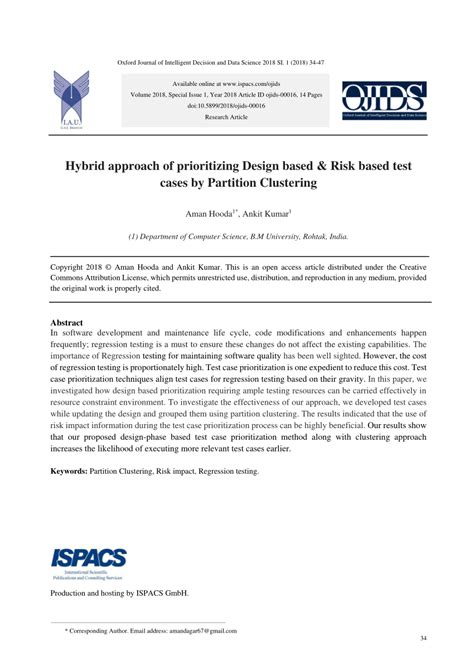 pdf hybrid approach of prioritizing design based and risk based test cases by partition clustering