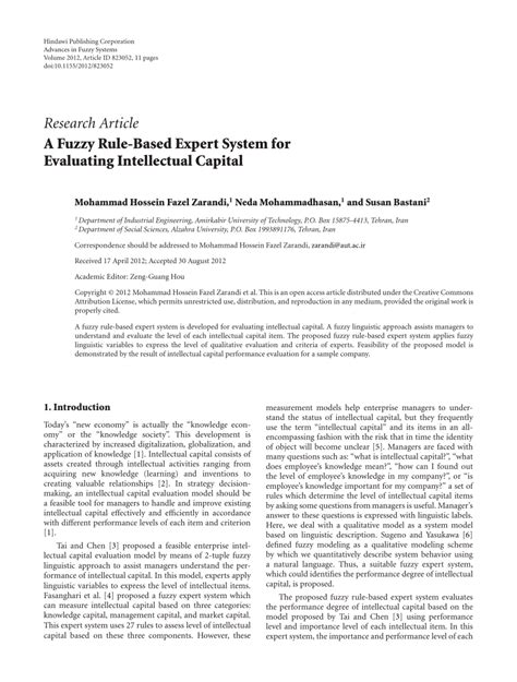 pdf a fuzzy rule based expert system for evaluating intellectual capital