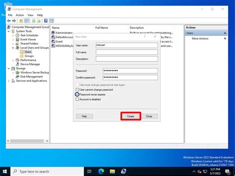 Windows Server 2022Procedure For Logging In With A Local User Created