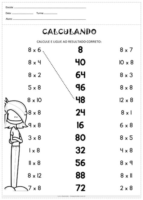 Atividades de multiplicação 3 ano