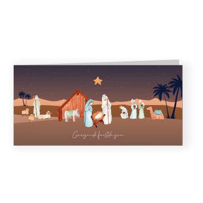 Christelijke Kerstkaart Met Aquarel Kerstverhaal Van Geboorte Jezus