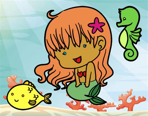 Dibujo De Sirenita Y Sus Amigos Pintado Por Queyla En Dibujos Net El
