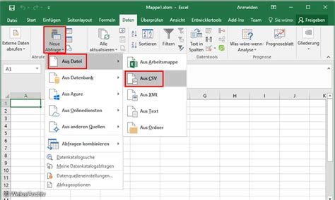 Excel Csv Datei Mit Abfrage Editor Importieren Connect Living