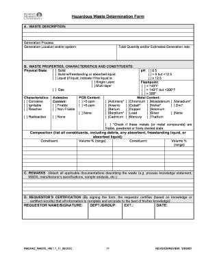 Fillable Online Rmu Hazardous Waste Determination Form Rmu Fax Email