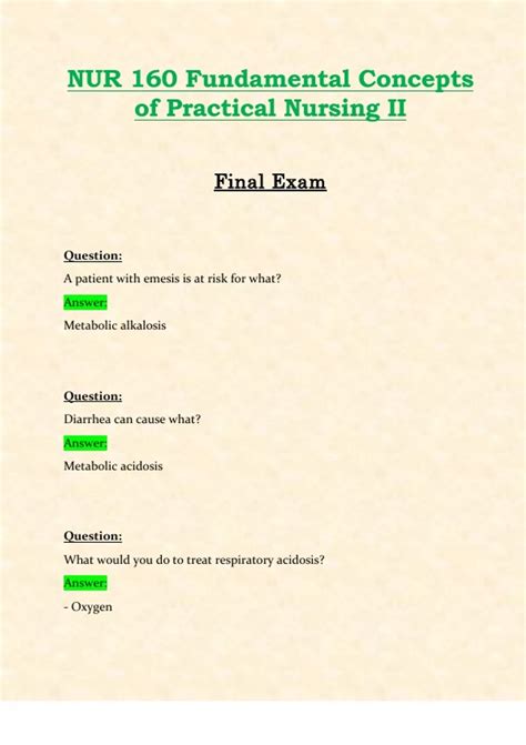 NUR160 NUR 160 Final Exam Latest 2024 2025 Fundamental Concepts