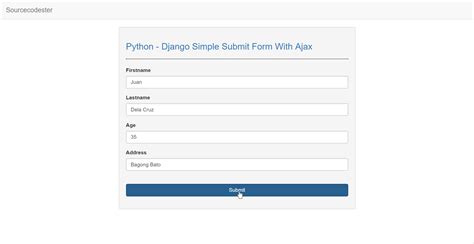 python django simple submit form with ajax sourcecodester