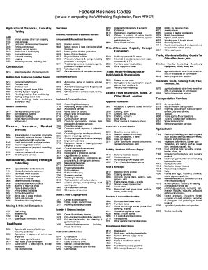 Fillable Online Federal Business Codes Fax Email Print PdfFiller