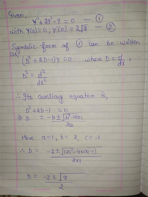 solve the initial value problem y 2y y 0 y 0 0 y 0 2sqrt2 wizedu