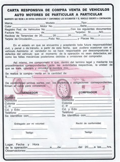 FORMATO CARTA RESPONSIVA COMPRA VENTA DE AUTO PDF