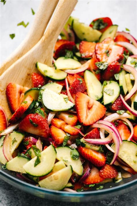 Refreshing Strawberry Cucumber Salad Our Salty Kitchen