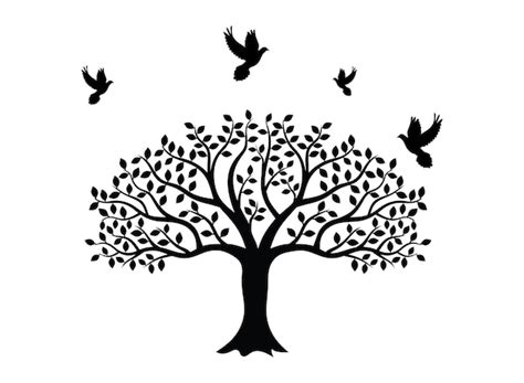 Tree And Bird Silhouette Vector