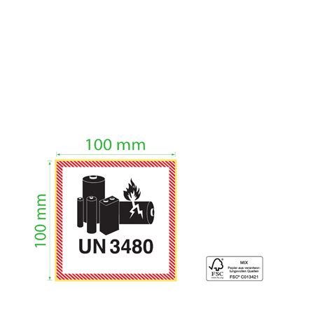 Transportaufkleber Batterien Akku UN3481 Etikettenmaster