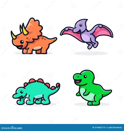 Adorable Bebé Dinosaurios Dibujos Animados Mascota Plantilla