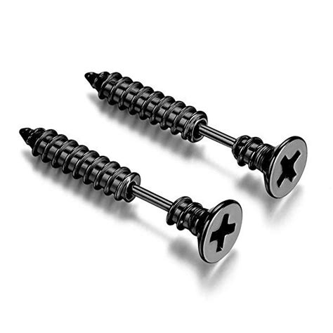 Flongo Boucle Oreille Acier Inoxydable Dormeuses Visser Pointe Bouchon
