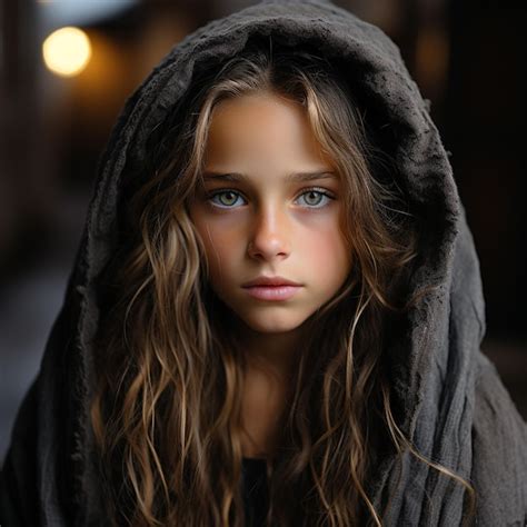 Premium Ai Image Beautiful Young 11 Year Old Girl Looking Sad Into The Camera