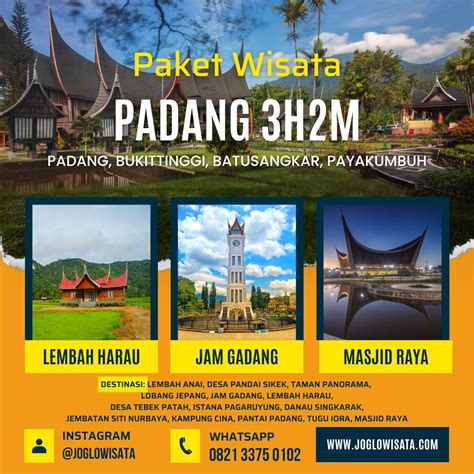Paket Wisata Padang 3 Hari 2 Malam Joglo Wisata