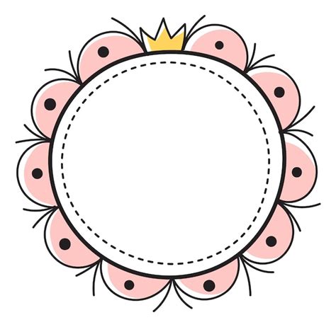 Plantilla de marco de princesa redonda lindo círculo rosa Vector Premium