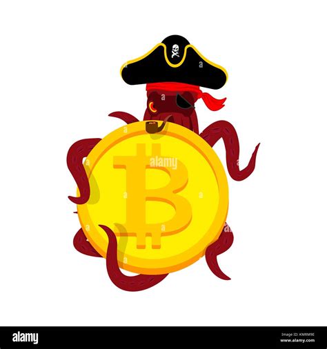 Octopus Web Pirate And Bitcoin Hacker Thief And Crypto Currency