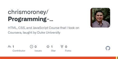 github chrismoroney programming foundations with javascript html and css by duke university