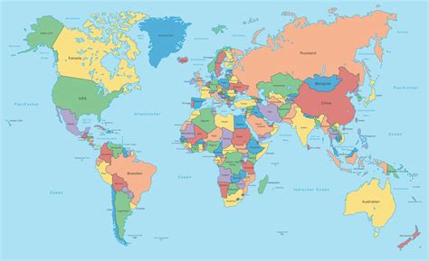 Weltkarte Landkarte Aller Staaten Der Welt Politische Karte über