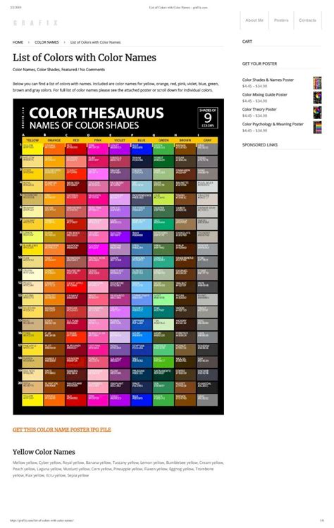 PDF List Of Colors With Color Names Graf1x 2 2 2019 List Of