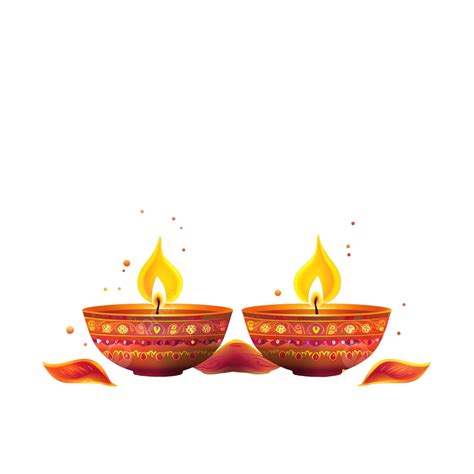 Traditional Happy Diwali Festival Banner With Two Diya Abstract Diwali