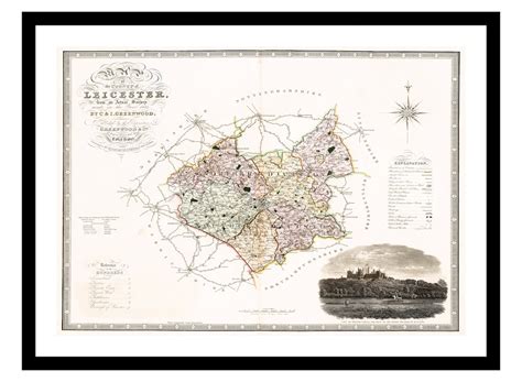 Old Map Of Leicester England UK 1830 Art Print Vintage Etsy