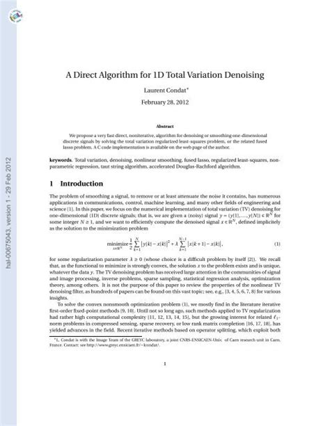 a direct algorithm for 1d total variation denoising