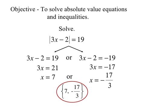 1 7 solving absolute value equations and inequalities
