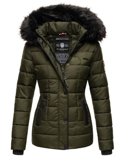 Marikoo warme Damen Winter Jacke Steppjacke B391 Grau Größe L Gr 4