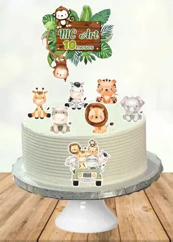 Busca Kit Topo De Bolo Topper De Bolo Mesversario Safari Nome A