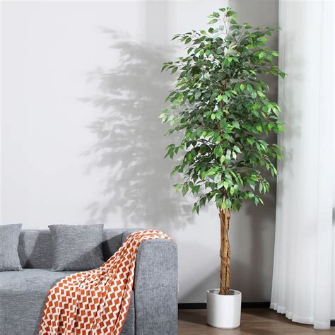 OAKRED 7FT Artificial Ficus Tree With Natural Wood Trunk And Realistic
