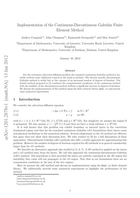 pdf implementation of the continuous discontinuous galerkin finite element method