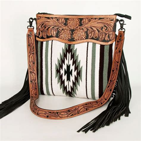 Western Hand Tooled Leather Purse Concealed Carry Purse Cowhide Purse