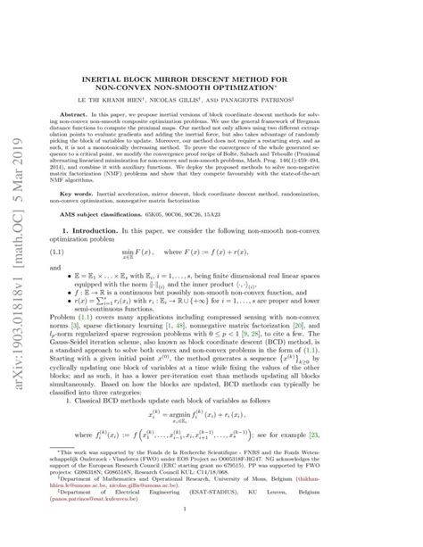 inertial block mirror descent method for non convex non smooth optimization deepai
