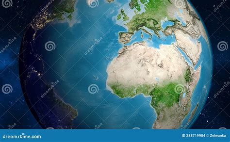 Globe Centered On Western Sahara Neighborhood Satellite Map Stock