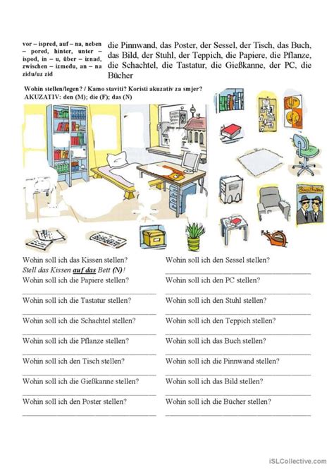 Präpositionen mit Dativ und Akkusati Deutsch DAF Arbeitsblätter pdf doc