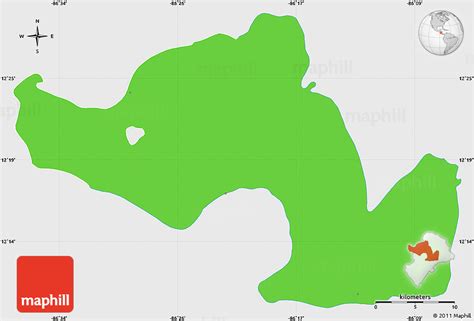 Political Simple Map Of Lago De Managua Single Color Outside